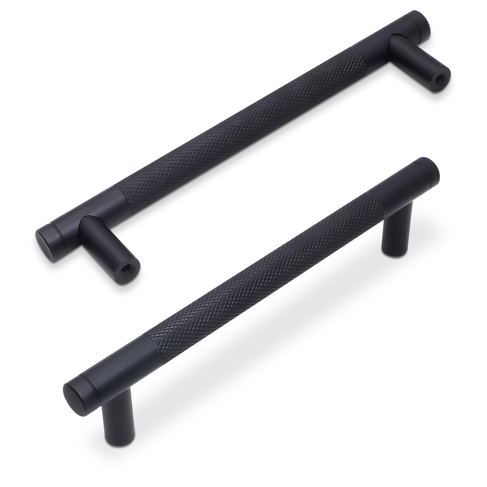 BUKOBYHE 10 Pack 5Inch Matte Black Kitchen Cabinet Handles Knurled ...
