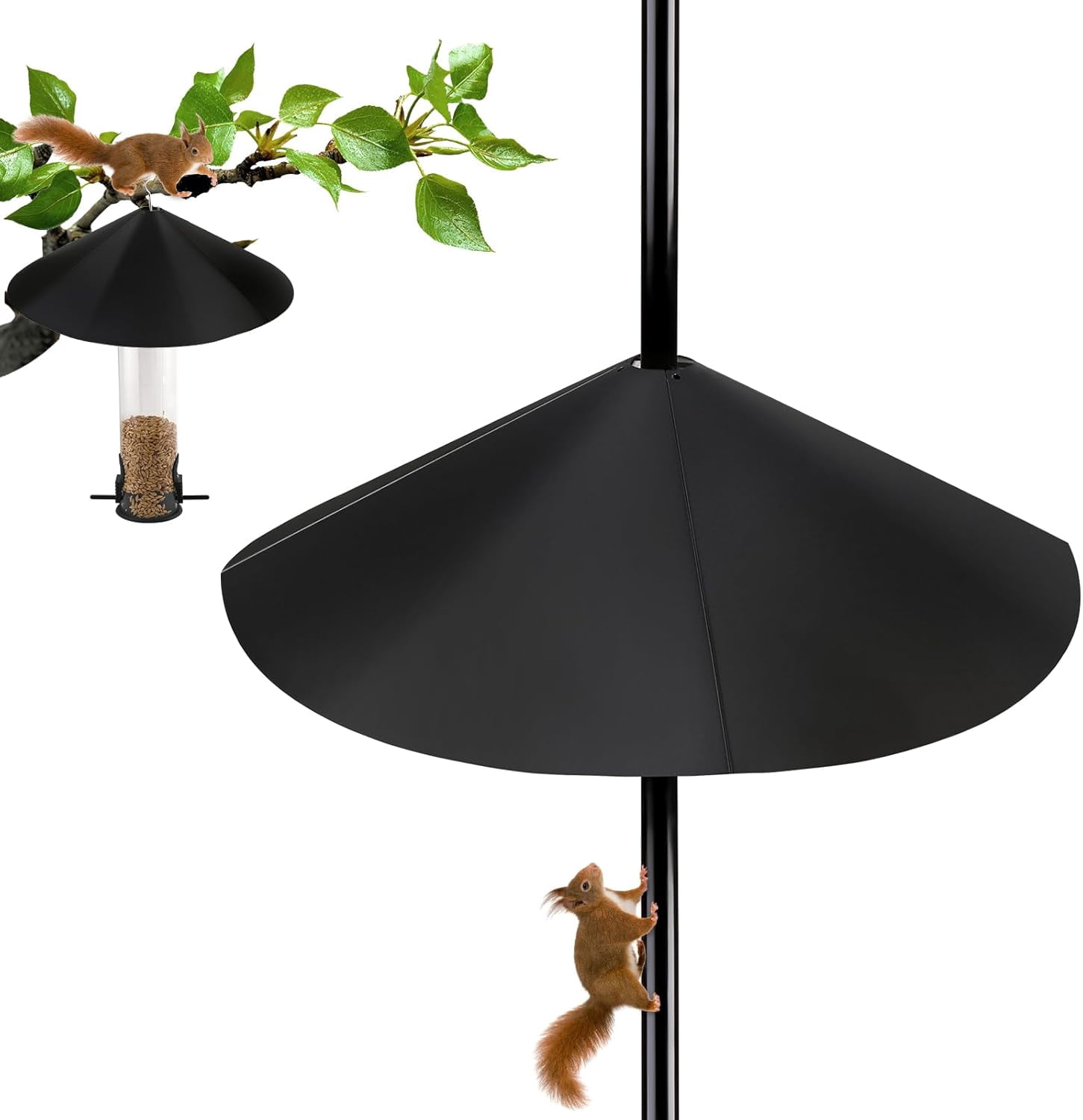 BULFULL 19 Inch Metal Squirrel Baffle for Bird Feeder Pole, 2-in-1 ...