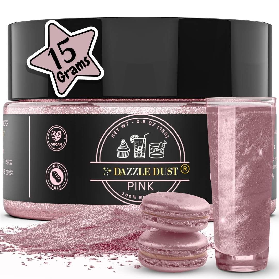 BULK-(15g) Pink LusterITSC Dust Edible Glitter for Cocktails Pink Dust ...