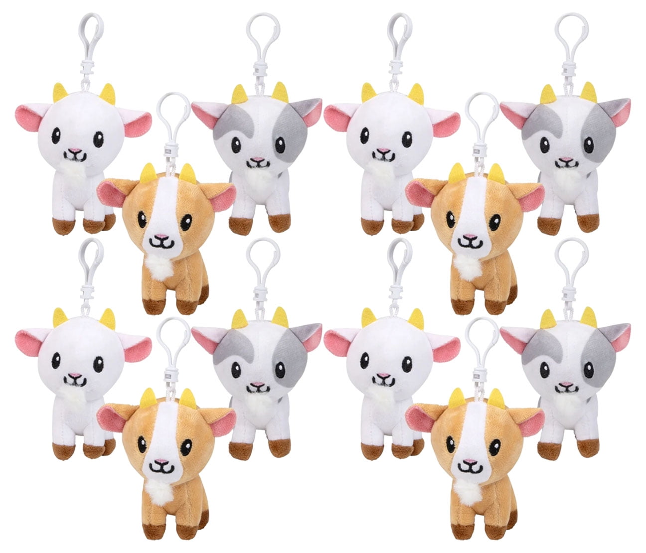BULK - Set of 12 Goat Plush Stuffed Animals with Clip - Adorable Farm ...