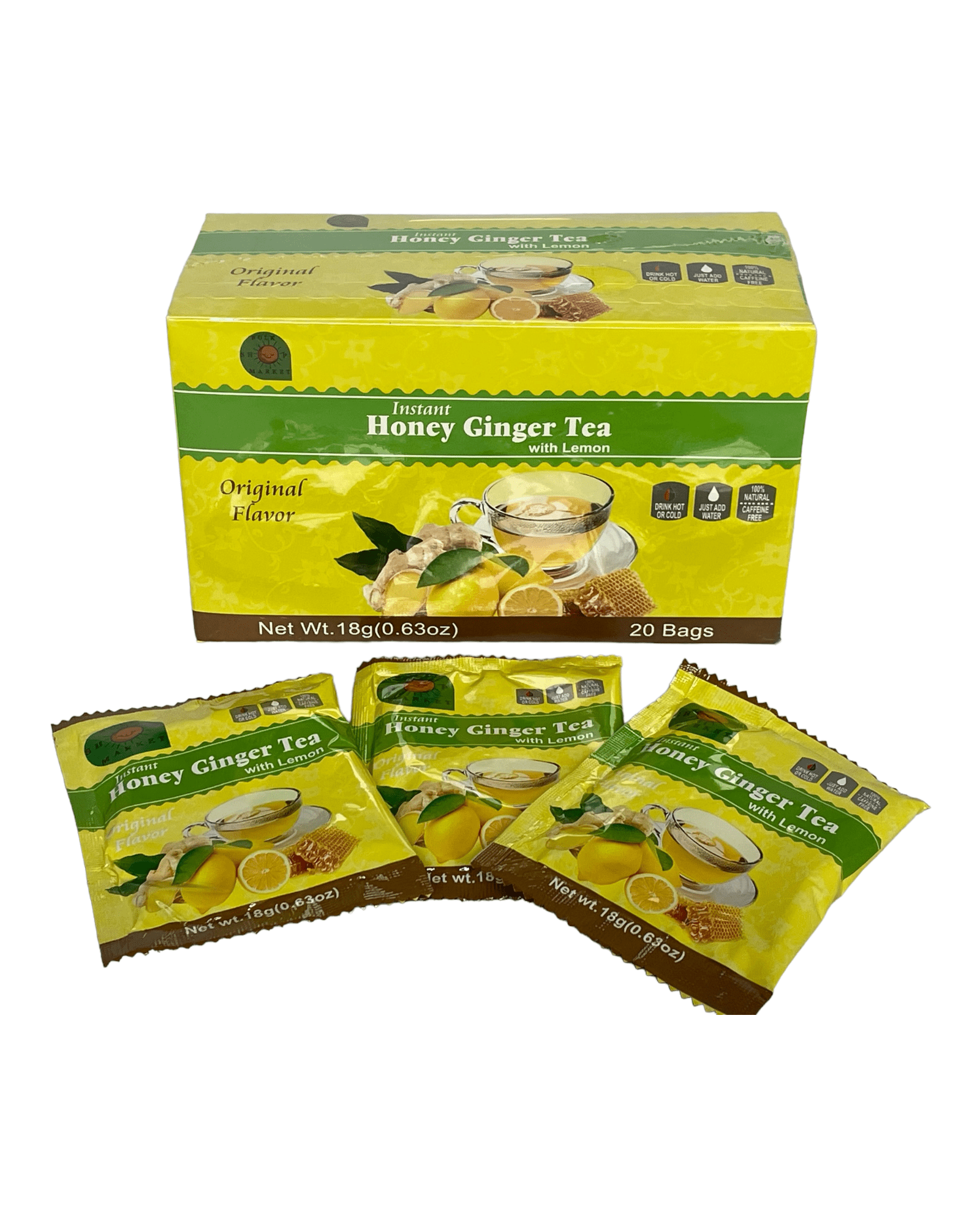 BULKSHOPMARKET INSTANT LEMON HONEY GINGER TEA 20 SACHETS 100% PURE FOR ...