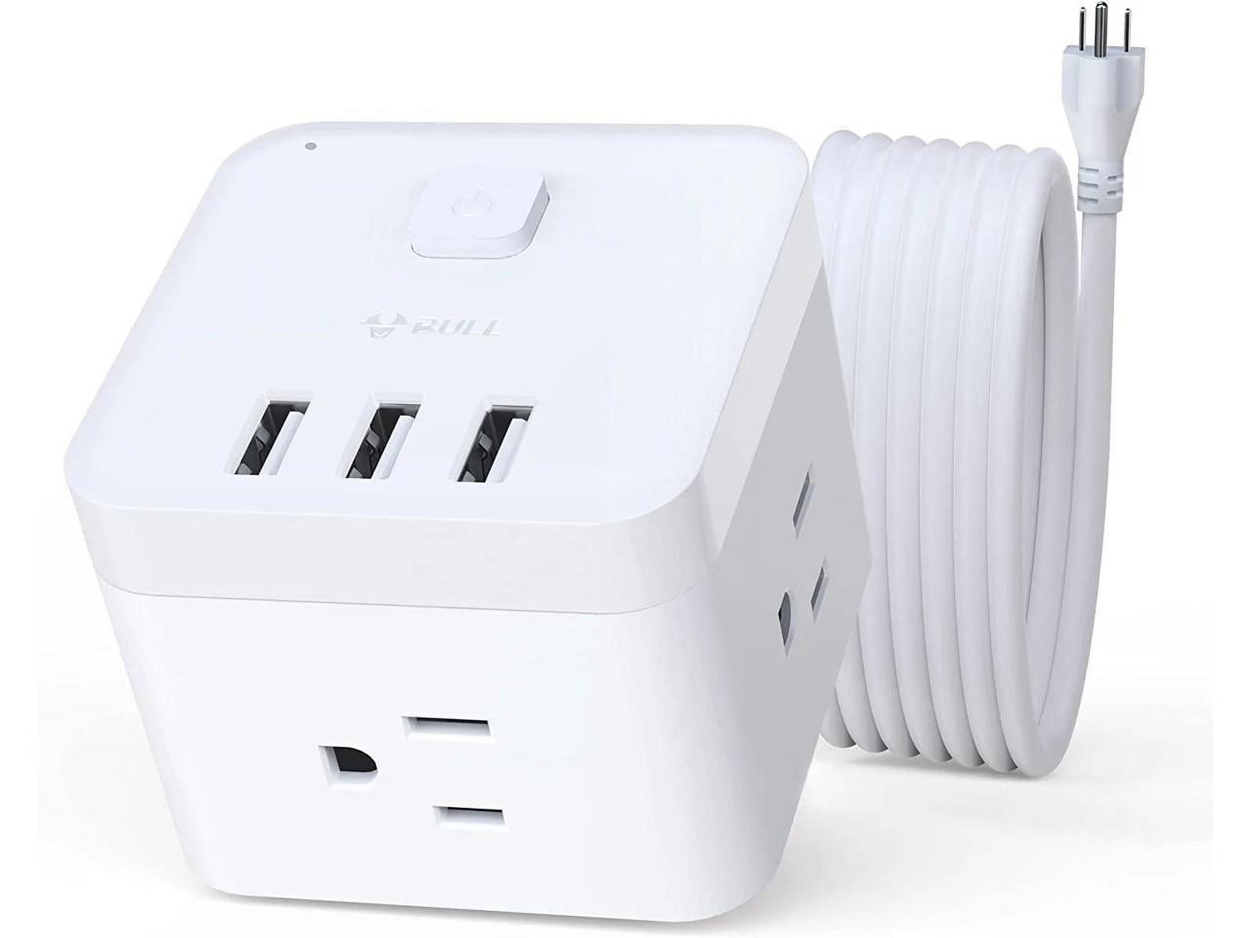 BULL Power Strip - 3 USB Ports, 3 AC Outlets and 5ft Flexible Extension ...
