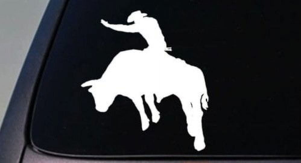 BULL RIDING RODEO BULLRIDER sticker Cowboy car decal window laptop 6 ...