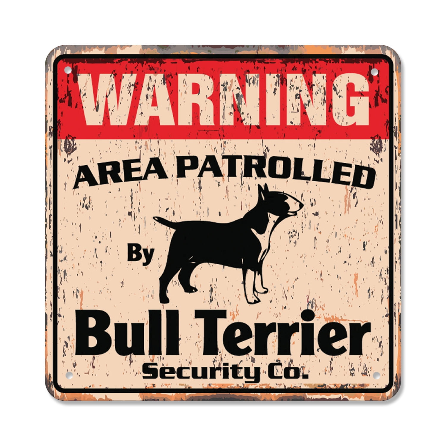 BULL TERRIER Vintage Security Sign Area Patrolled pet dog lover puppy ...