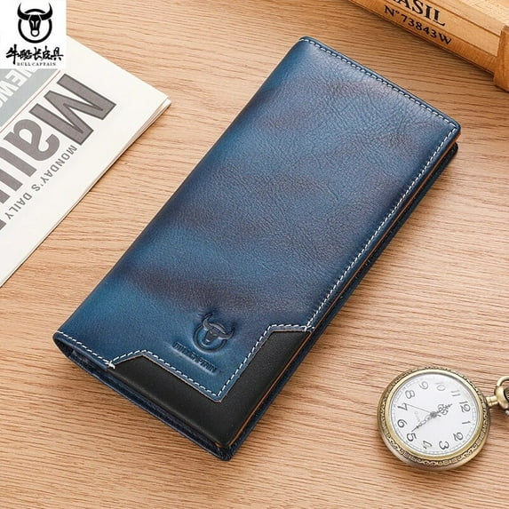 BULLCAPTAIN Genuine Leather Credit Card ID Holder Purse RFID Blocking ...