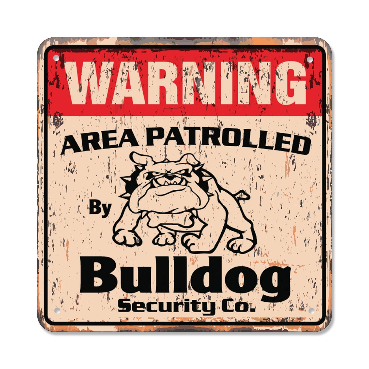 BULLDOG Vintage Security Sign Area Patrolled pet guard warning dog bull ...