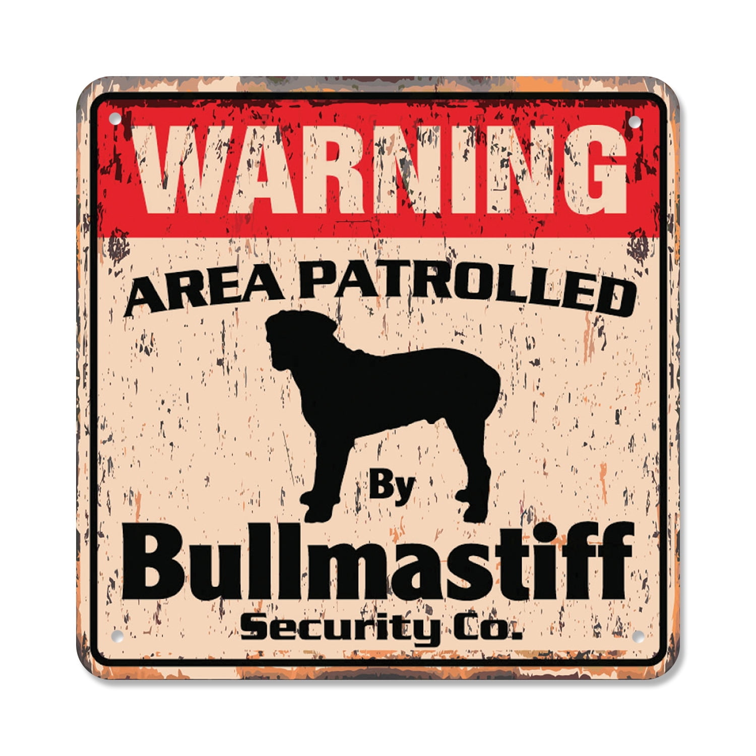 BULLMASTIFF Vintage Security Sign Area Patrolled pet purebred AKC dog ...