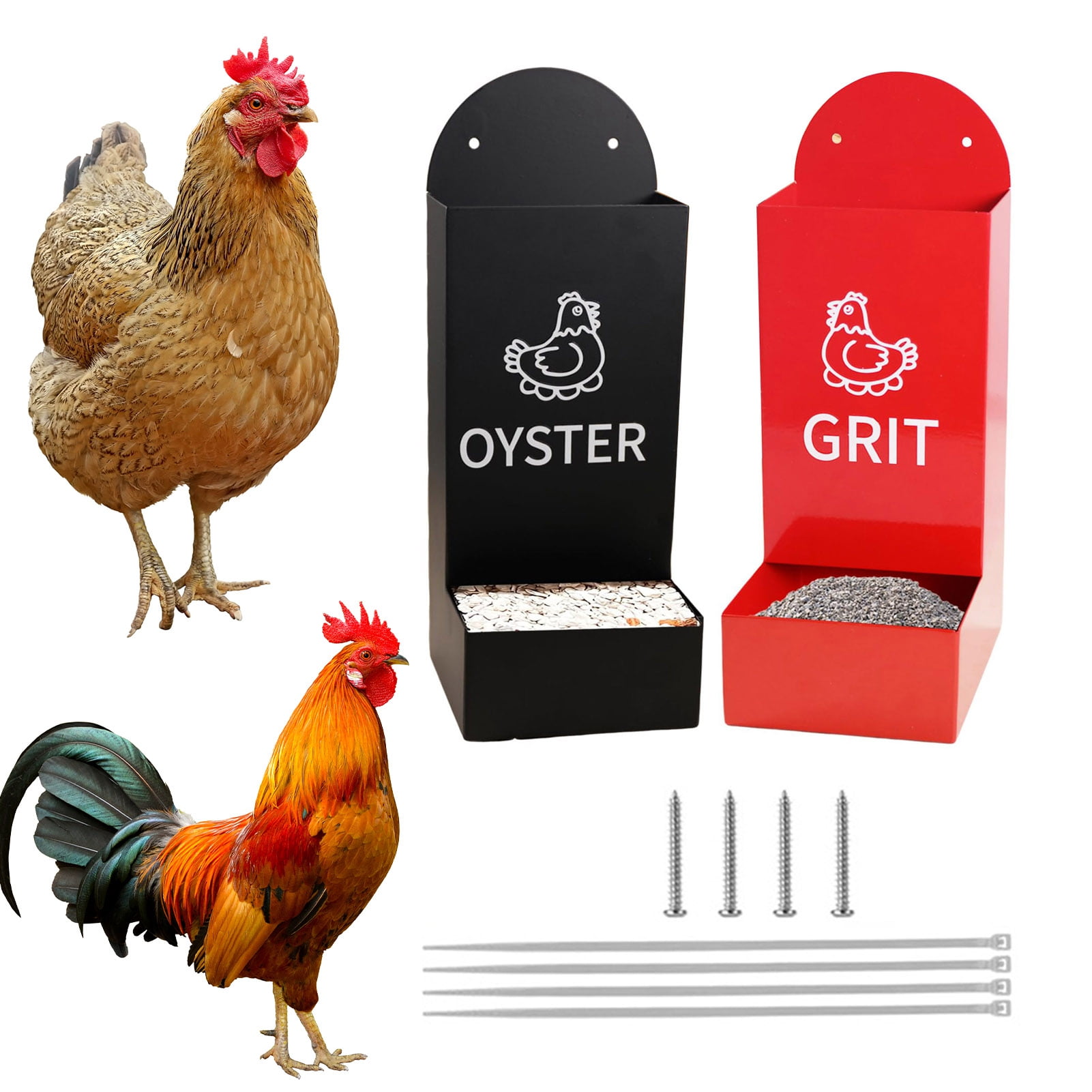 BULLPAW 2 Pcs Oyster Shell And Grit Feeder Hanging Chicken Feeder ...