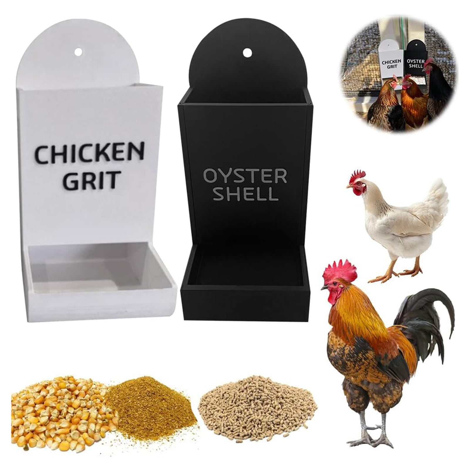 BULLPAW 2Pcs Chicken Oyster Shell Grit Feeder 3D Printed Dual-Purpose ...