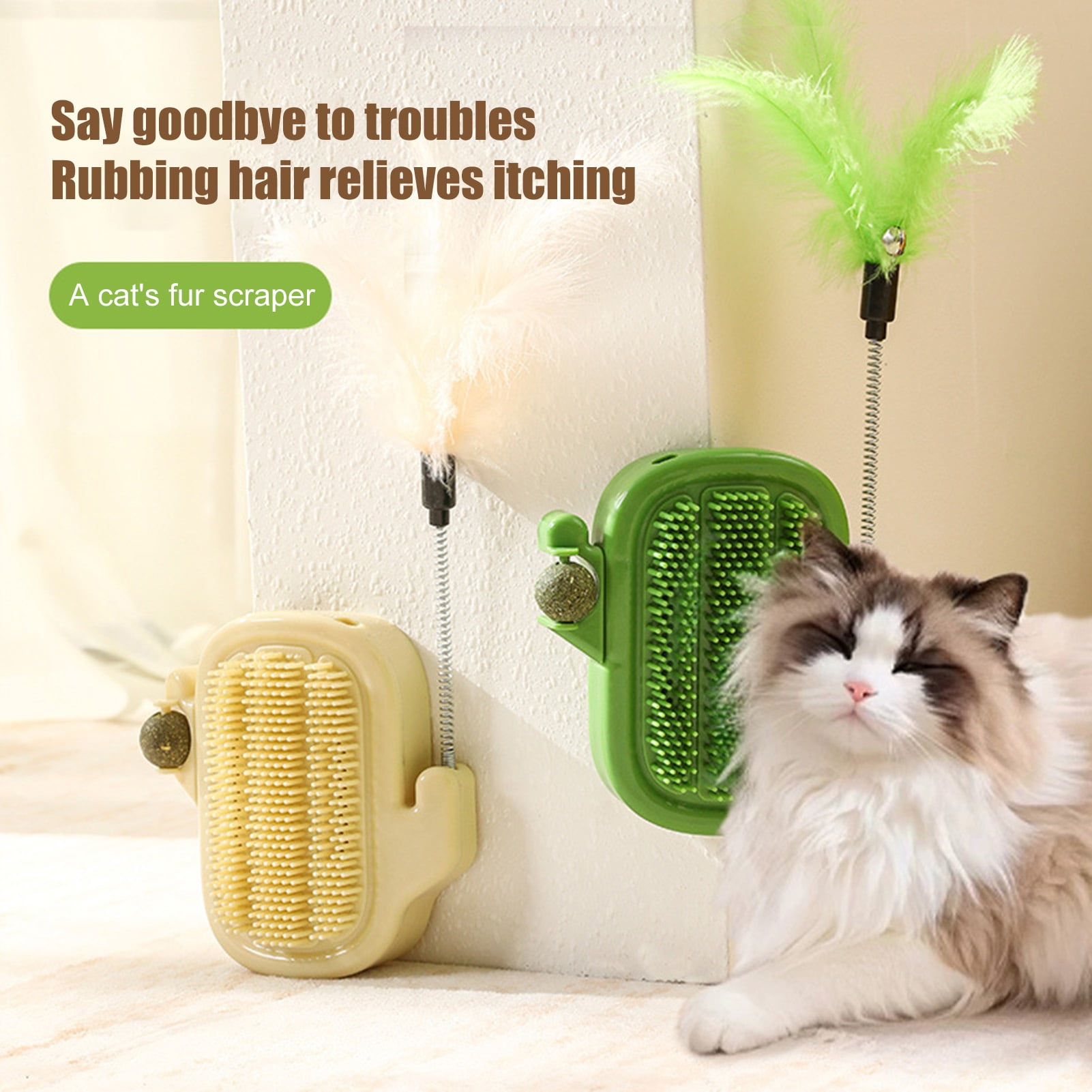 BULLPAW 3-in-1 Cat Self Groomer Brush Wall Corner Massage Comb with ...