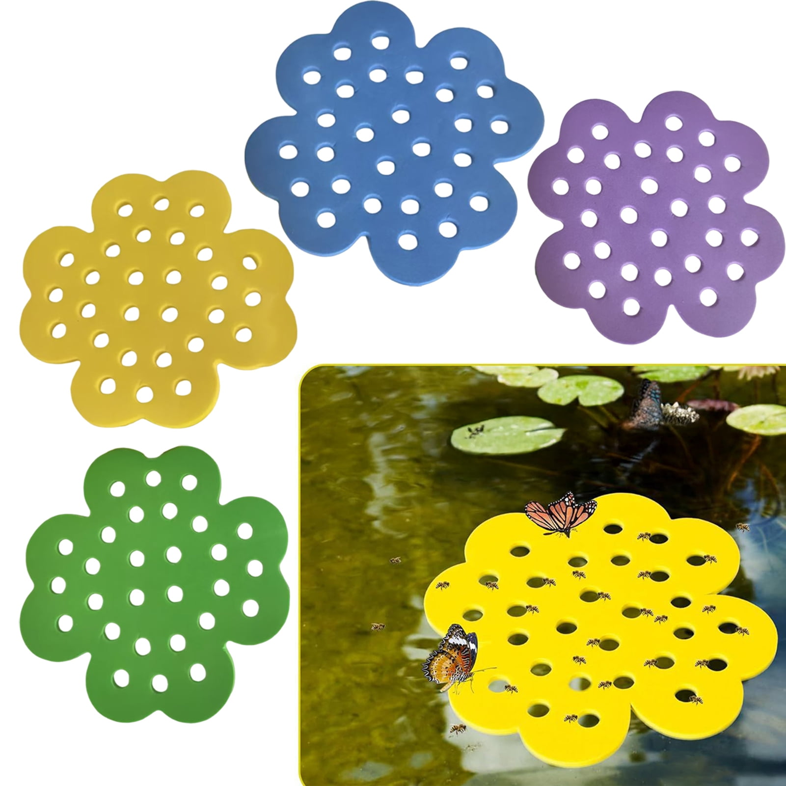 BULLPAW 4 Pcs Floating Bee Watering Station EVA Foam Butterfly Drinking ...