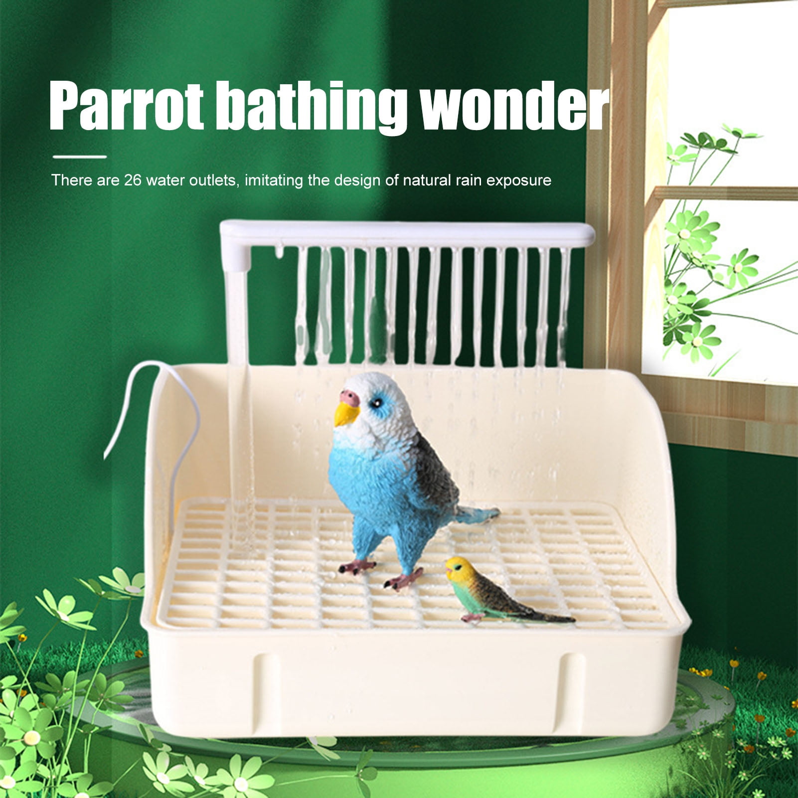 BULLPAW Automatic Birds Bath with Pump Indoor Parrot Bath Tub Large ...
