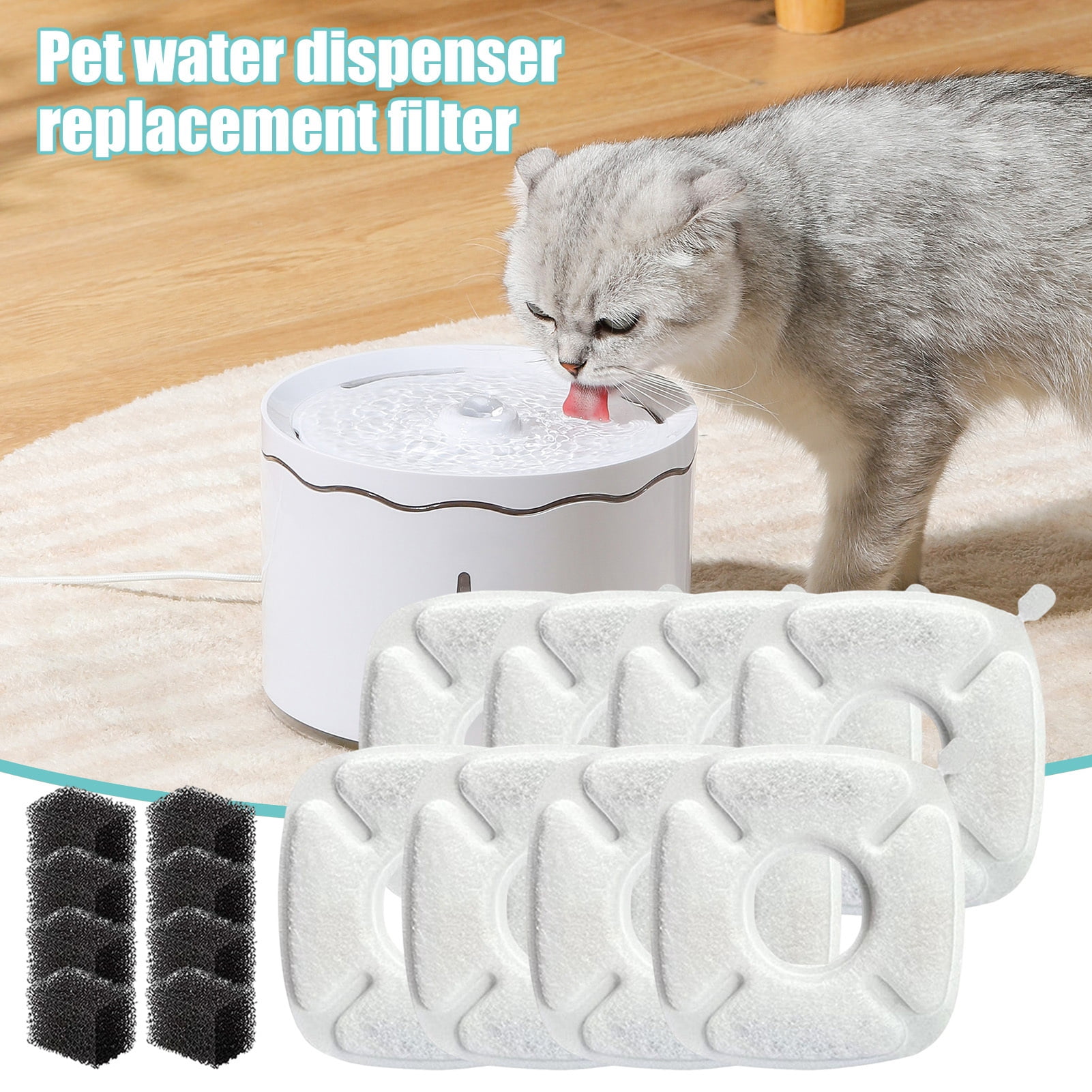 BULLPAW Cat Water Fountain Replacement Filter 3 Layer Filtration System ...