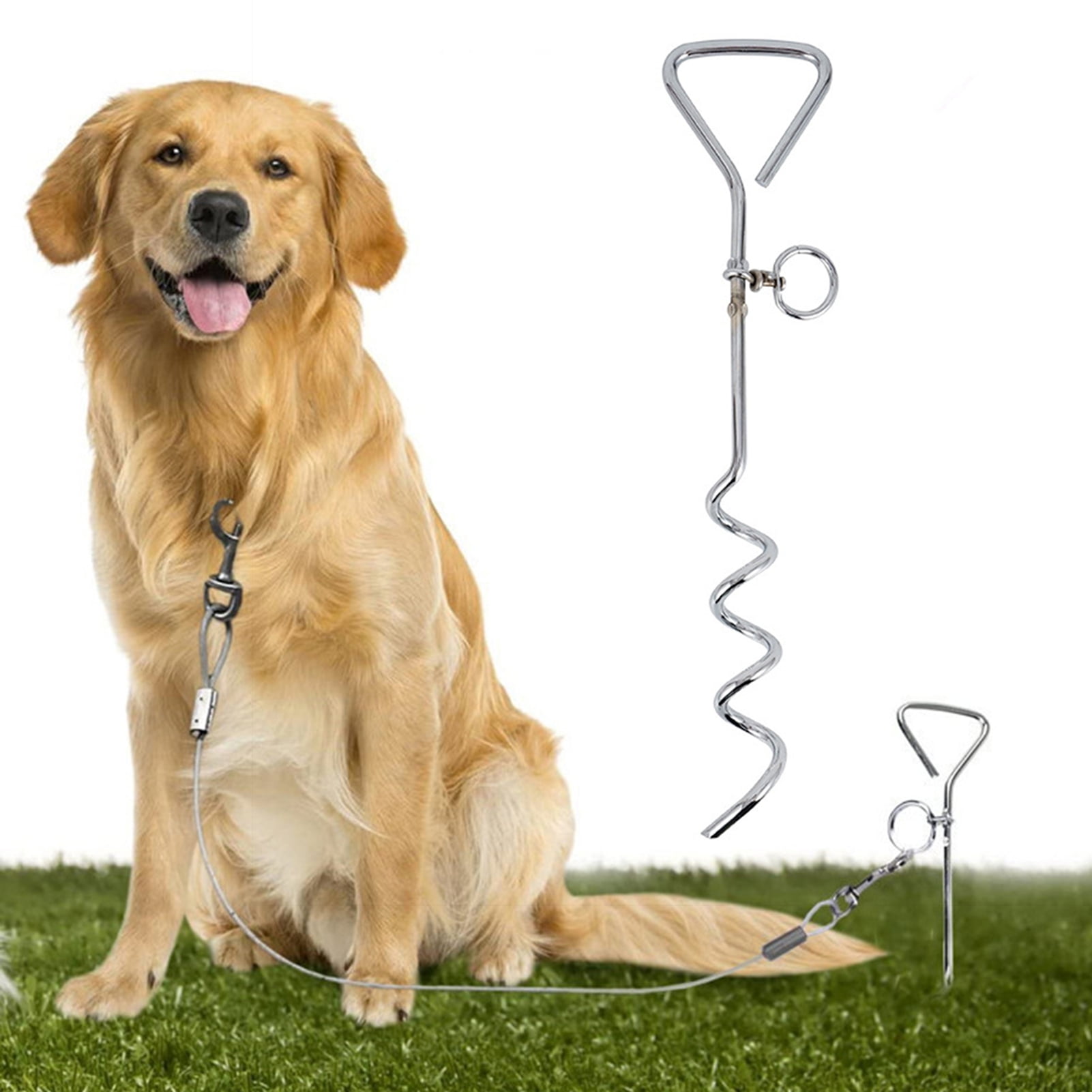BULLPAW Dog Tie Out Stake Heavy Duty Stainless Steel Swivel Ground ...