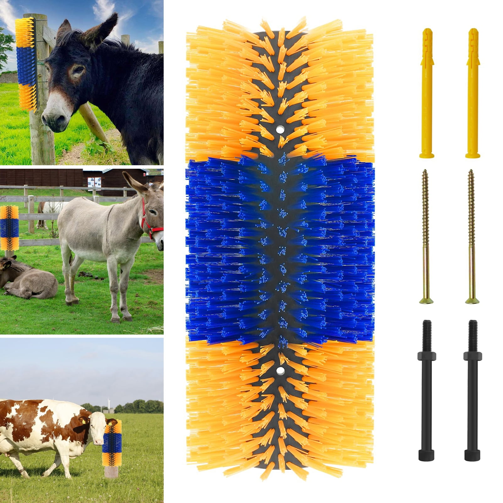 BULLPAW Livestock Scratching Brushes Cow Scratcher Brush with Screws ...