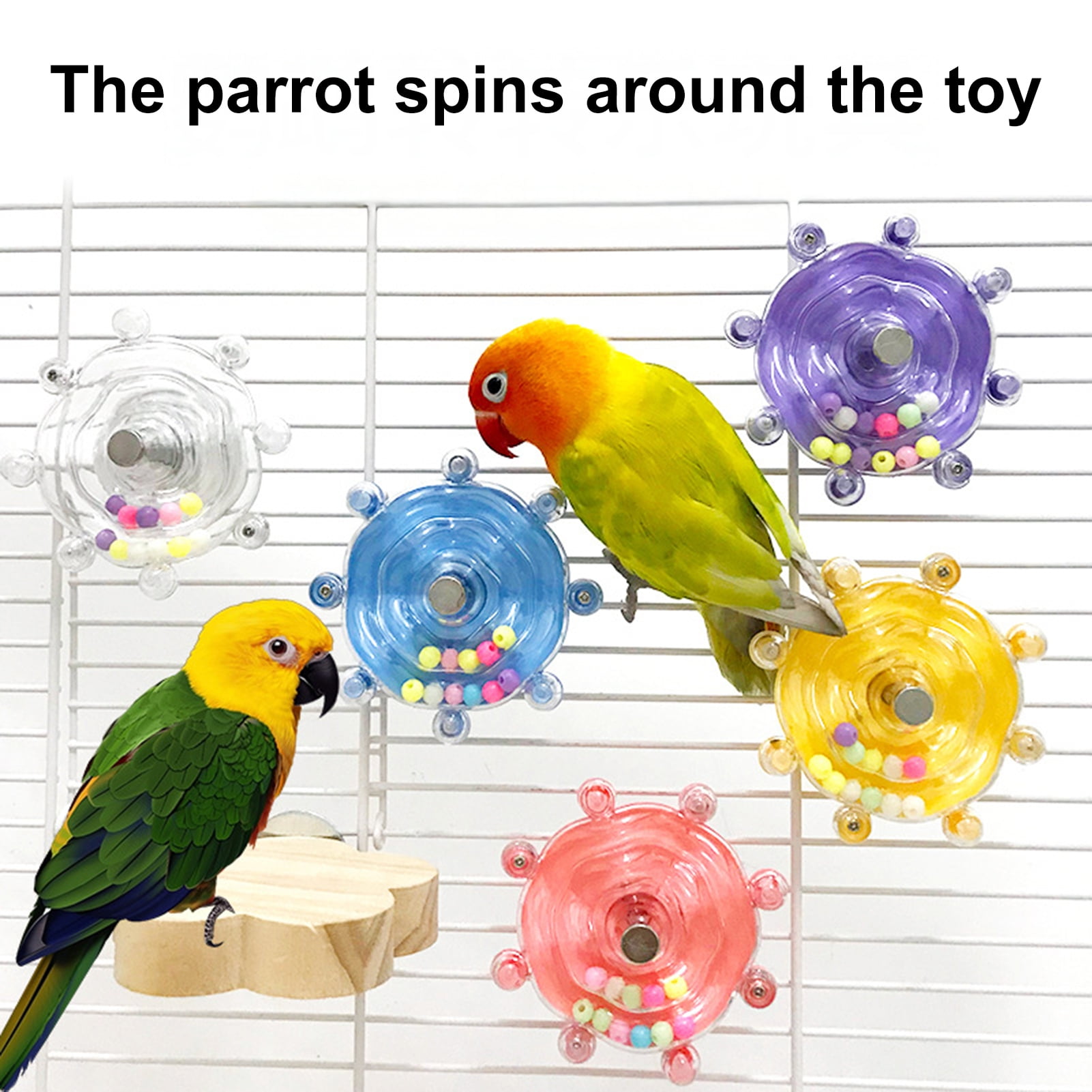 BULLPAW Parrot Spinner Toy Interactive Birds Spinning Wheel Chew Toy ...
