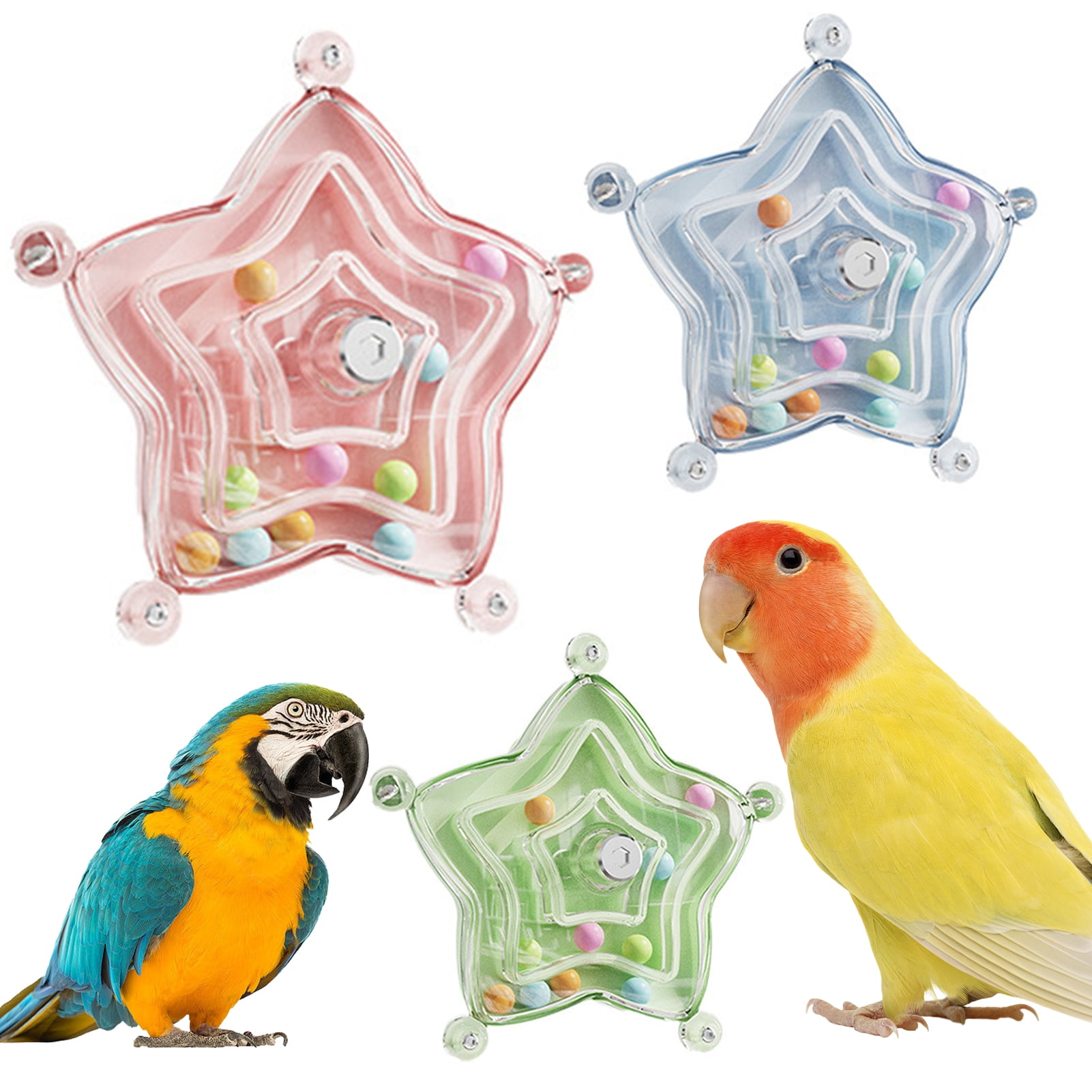 BULLPAW Parrot Spinner Toy Plastic Rotating Wheel Birds Chew Toy Star ...