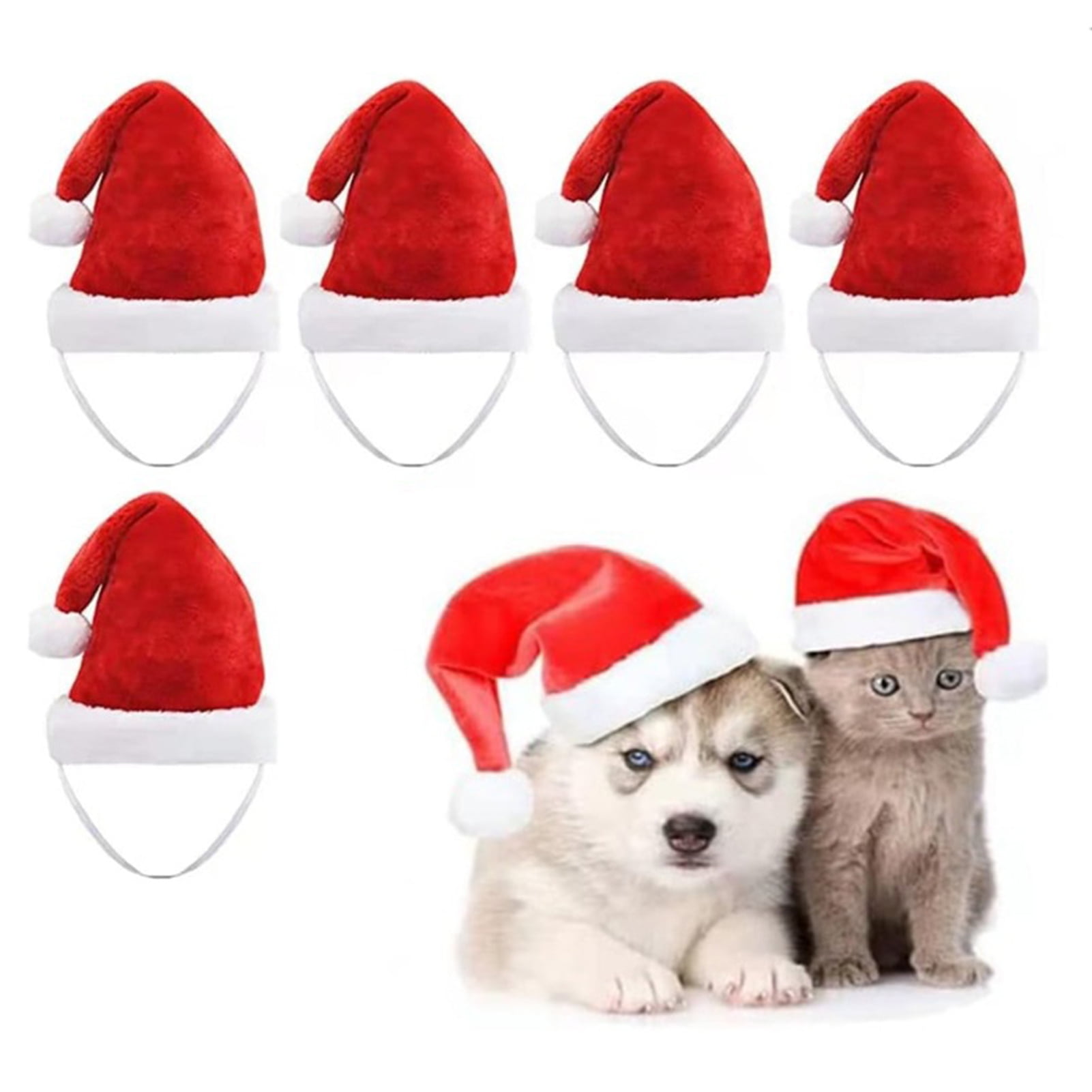 BULLPAW Pet Santa Hat Red Fleece Santa Claus Hat Dog Cat Dress-up ...