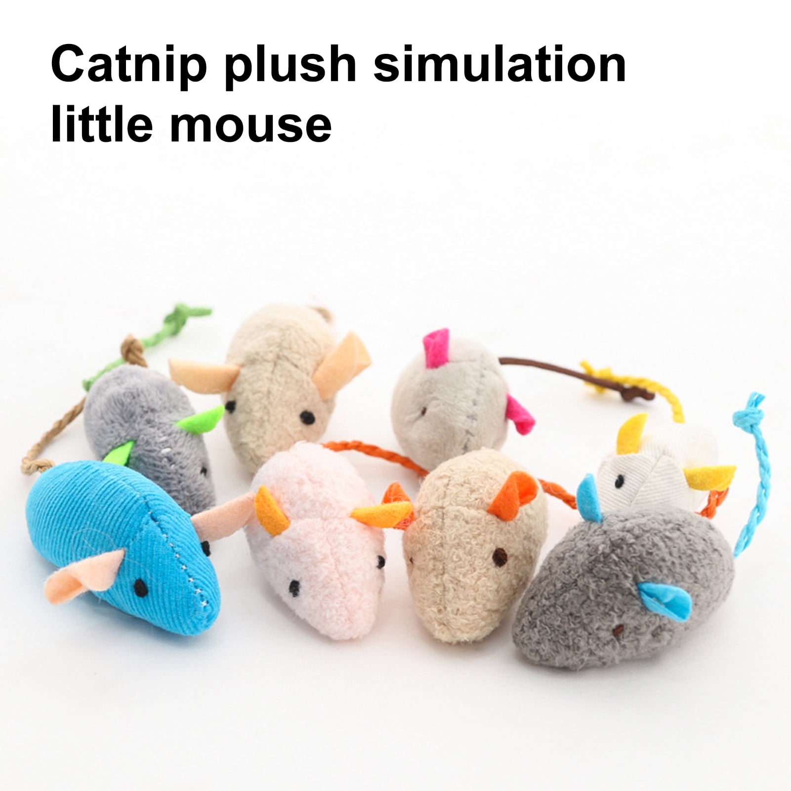 BULLPAW Plush Catnip Mice Toy Small Interactive Stuffed Mouse Realistic ...