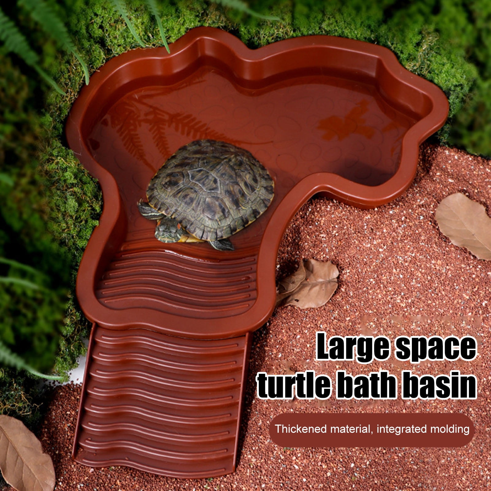 BULLPAW Tortoise Water Bowl with Ramp 2-in-1 Large Reptile Feeding Dish ...
