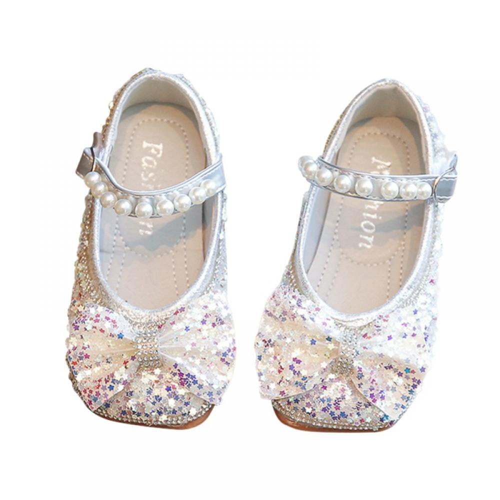 BULLPIANO 1-9T Kids Girl Dress Shoes Toddler Princess Sparkly Pearl ...