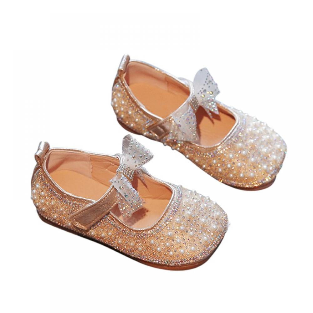BULLPIANO 1-9T Kids Girl Dress Shoes Toddler Princess Sparkly Pearl ...