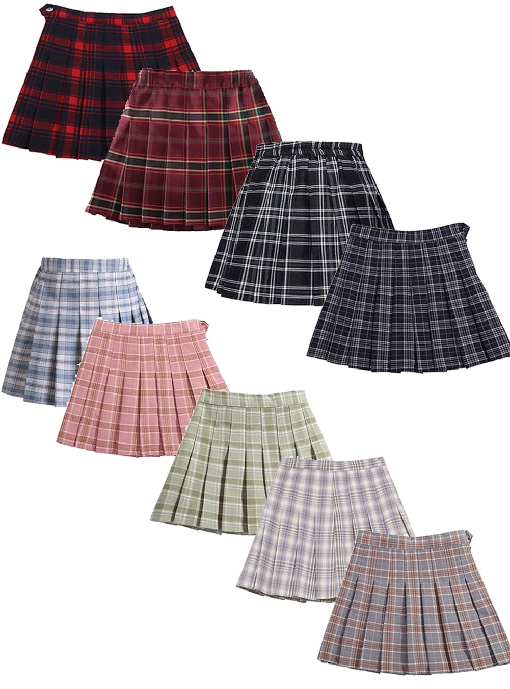 BULLPIANO 2-12Y Girls Pleated Skirt Kids Girls Classic A Line Plaid ...