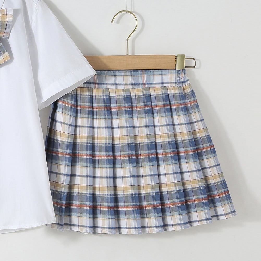 BULLPIANO 2-12Y Girls Pleated Skirt Kids Girls Classic A Line Plaid ...