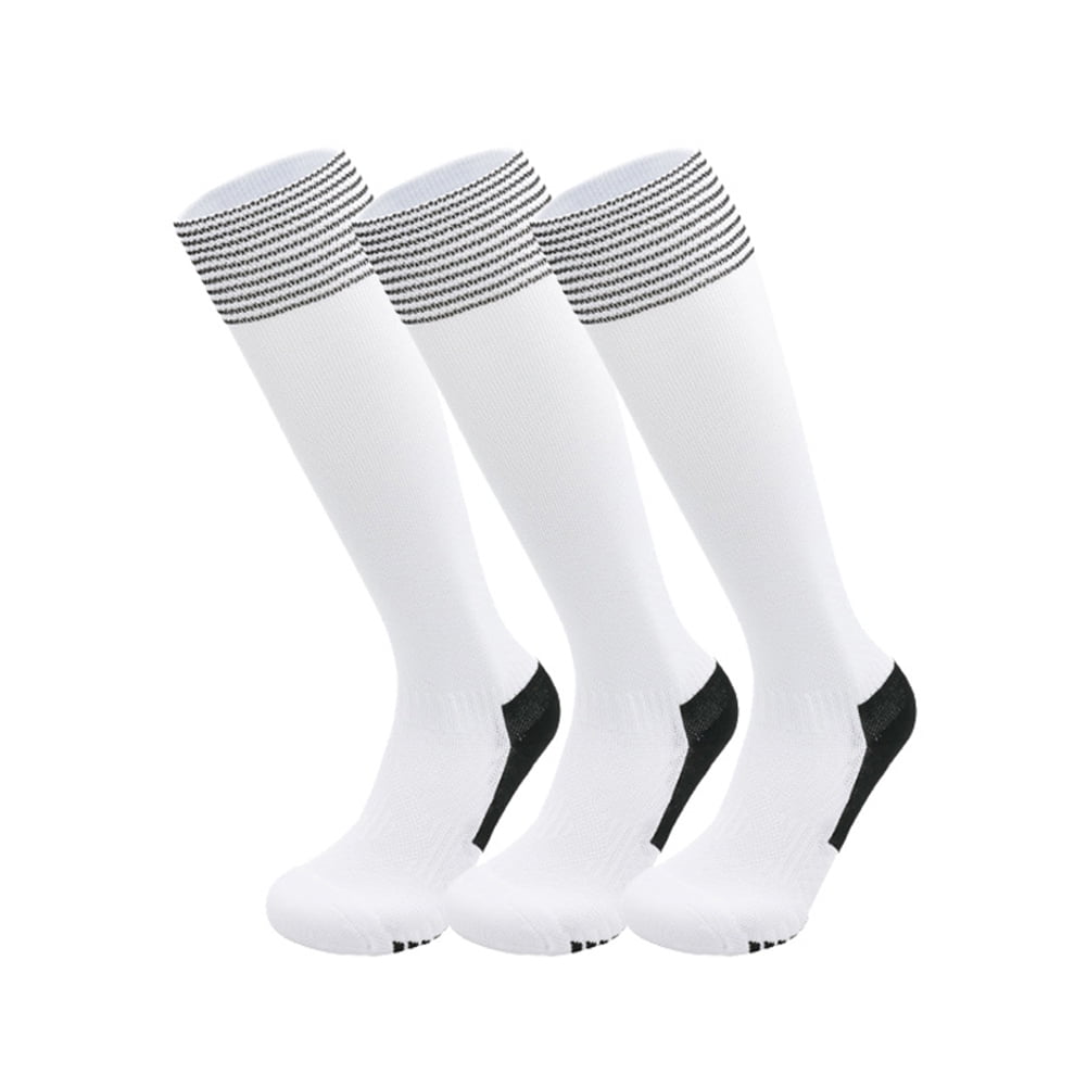 BULLPIANO 3 Pairs Kids Youth Soccer Socks Knee High Socks Stripes ...