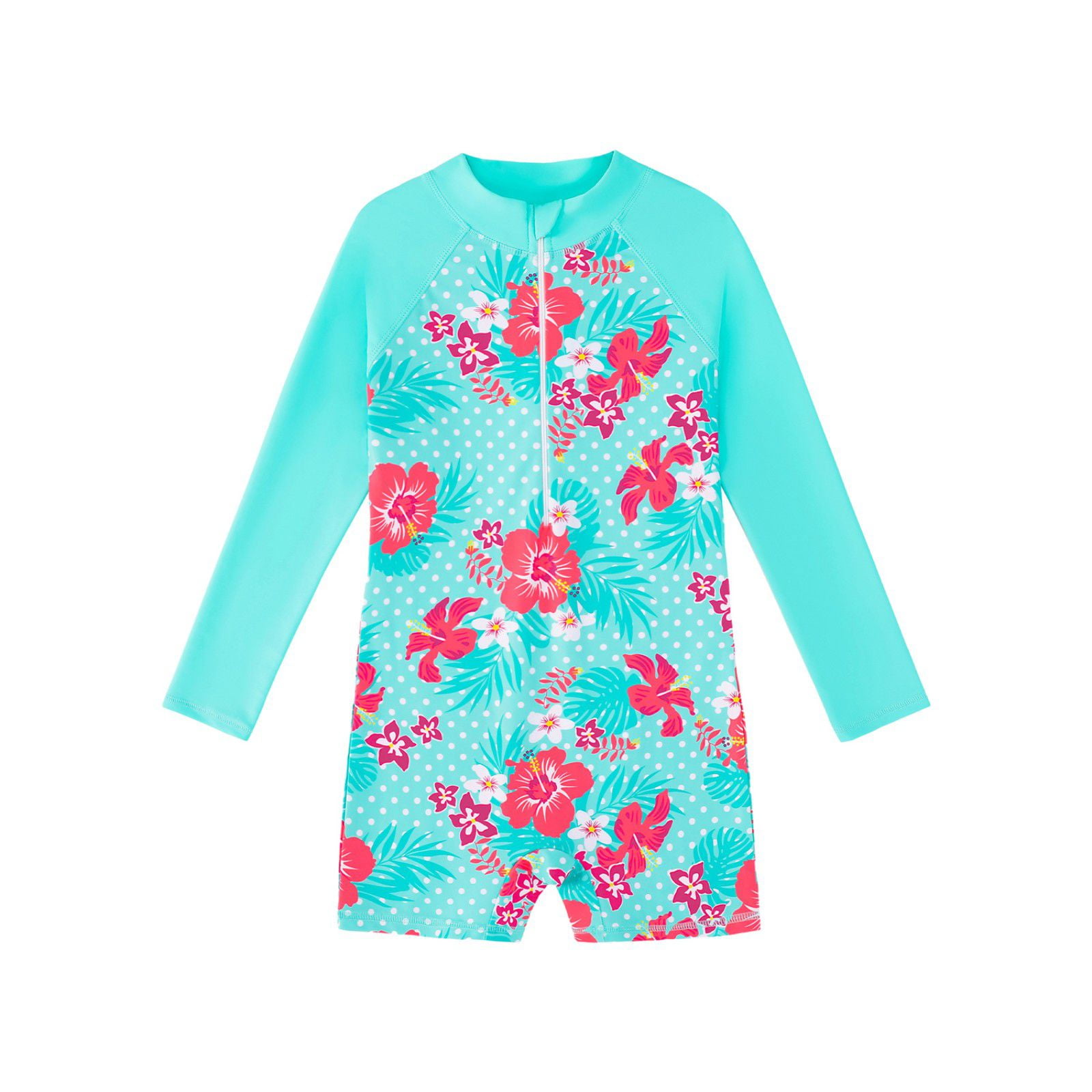 BULLPIANO 4-12Y Girls Long Sleeve Rash Guard One Piece Zipper Swimsuit ...