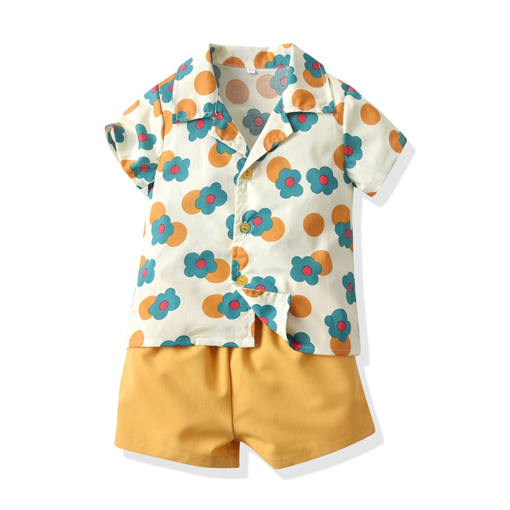 BULLPIANO Baby Boy Girl Short Sleeve Floral Dress / Kids Boys Floral ...