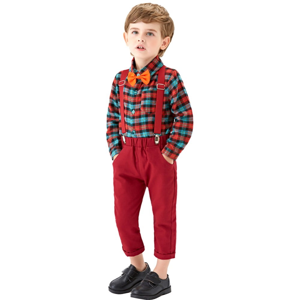BULLPIANO Baby Boy Suit OutfitsTuxedo Long Sleeve Gentleman Shirt with ...