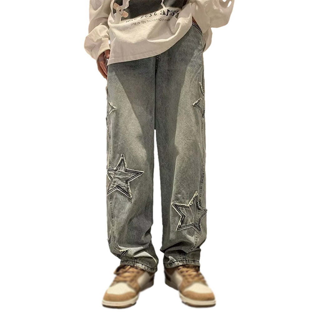 BULLPIANO Boys Wide Leg Denim Sweatpants Fashion Causal Wash Star ...