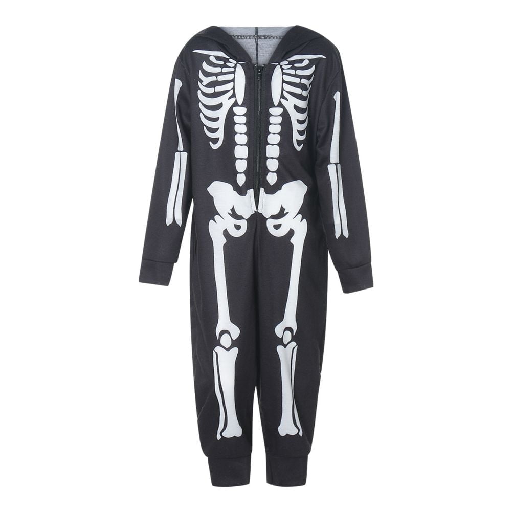 BULLPIANO Family Halloween Skeleton Pajamas Zipper Hooded Jumpsuit ...