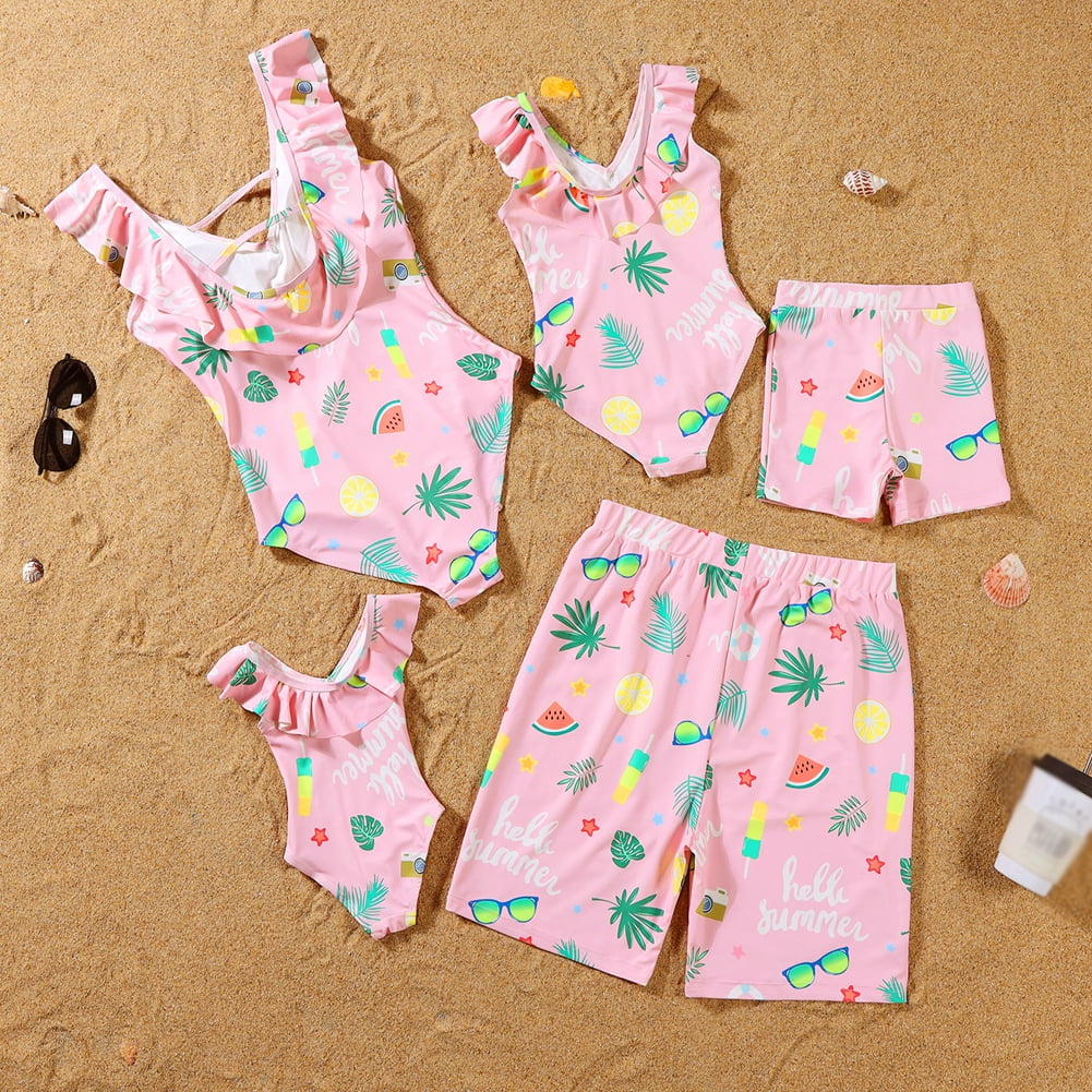 BULLPIANO Family Matching Swimwear Mommy and Me Swimsuits One Piece ...