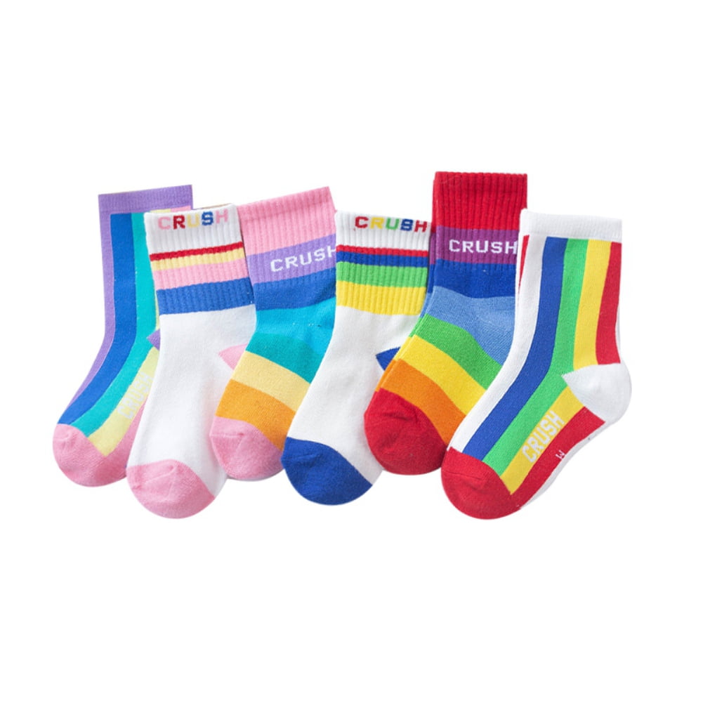 BULLPIANO Girl's Colorful Rainbow Knee High Socks Tube Socks for Kids ...