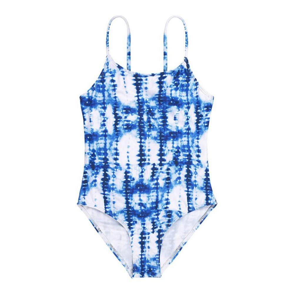BULLPIANO Girl's One Piece Swimsuit Casual Spaghetti Strap Stretchy ...