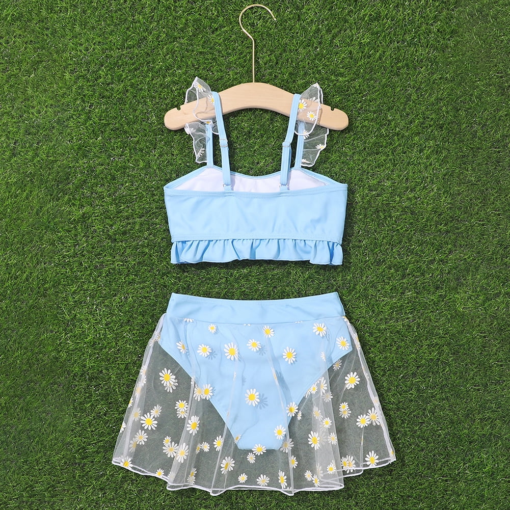 BULLPIANO Girls 2-Piece Swimsuit Bikini Bathing Suit Lace Tutu Skirt ...