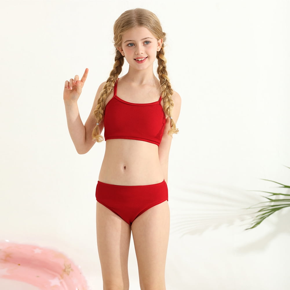 BULLPIANO 7-16T Teen Girls' Swimsuits Two-Piece Bikini Adjustable Shoulder Straps Swimsuit Kids ...