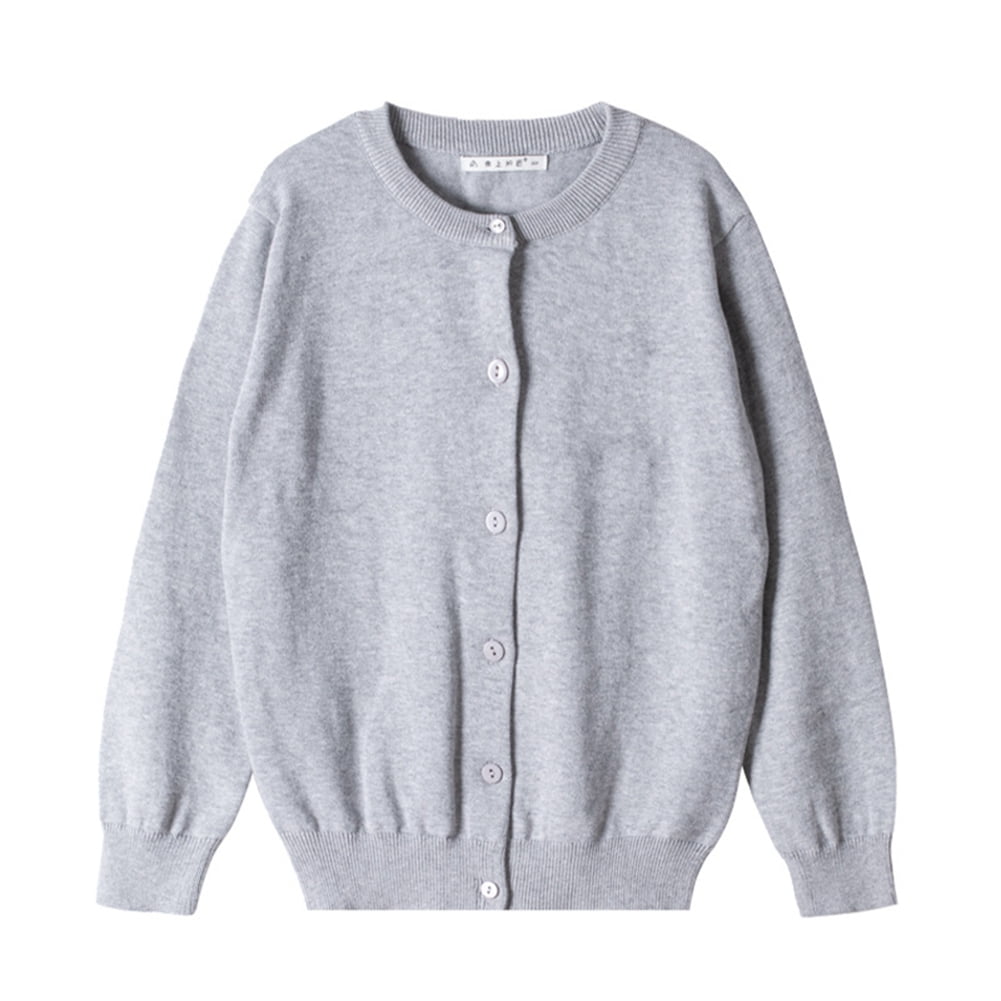 BULLPIANO Girls Crewneck Cardigan Cotton School Uniforms Button Solid ...