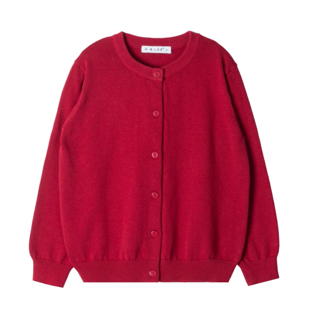 BULLPIANO Girls Crewneck Cardigan Cotton School Uniforms Button Solid ...