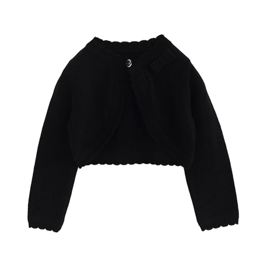 BULLPIANO Girls' Knit Long Sleeve Button Closure Bolero Long Sleeve ...
