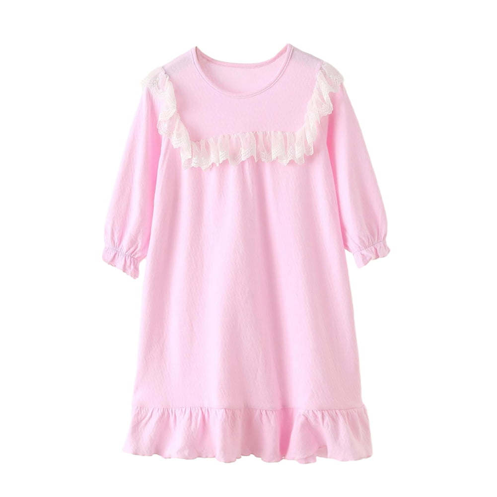 BULLPIANO Girls Long Sleeve Nightgown Toddler Cotton Sleep Shirt Pajama ...