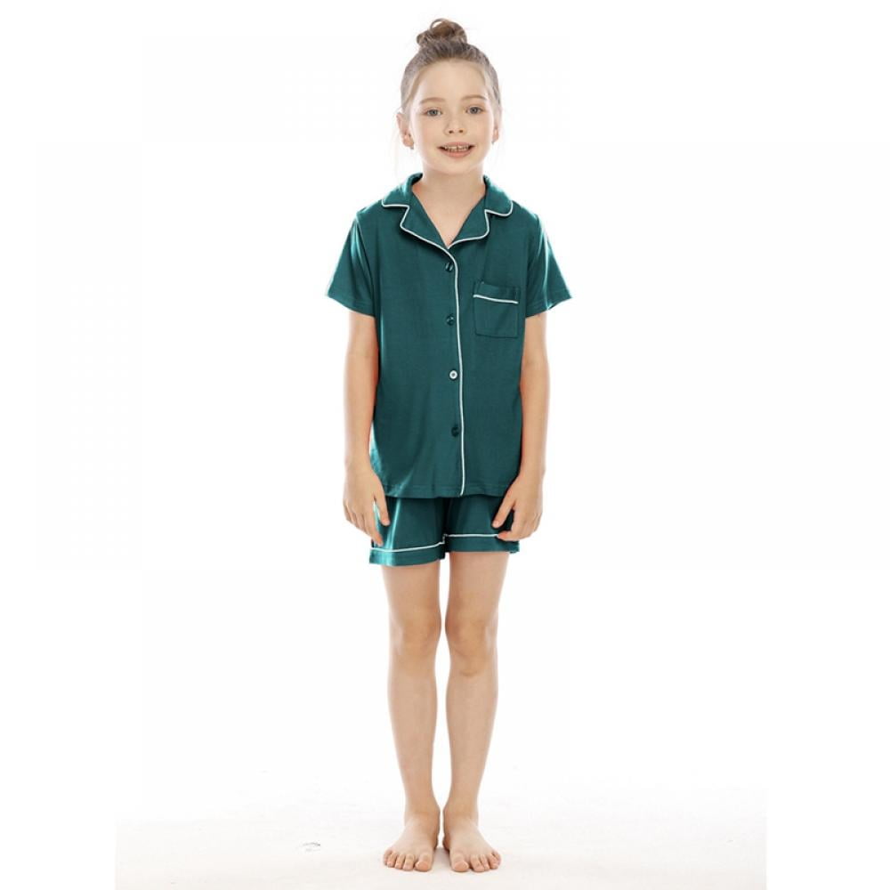 BULLPIANO Girls Modal Pajamas Set Button-Down PJs Short Sleeve ...