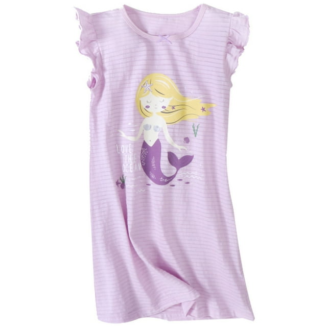 BULLPIANO Girls Nightgowns Flutter Short Sleeve Nightdress Nightie ...