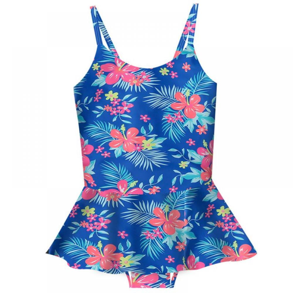 BULLPIANO Girls One Piece Floral Swimwear Swimsuit Spaghetti Strap ...