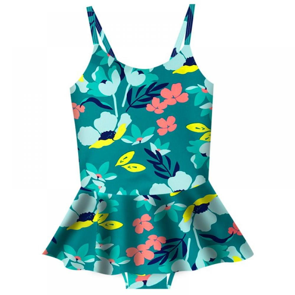 BULLPIANO Girls One Piece Floral Swimwear Swimsuit Spaghetti Strap ...
