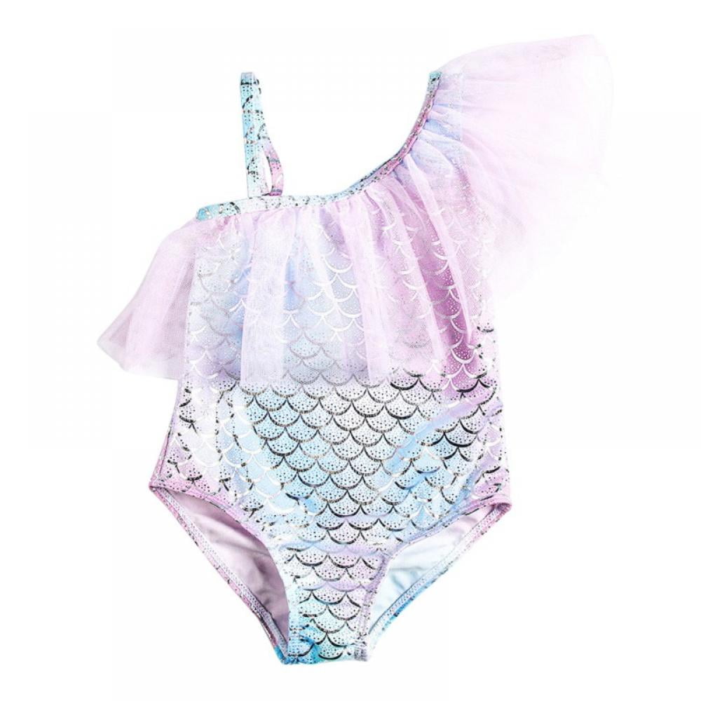 BULLPIANO Girls One Piece Swimsuits Hawaiian Ruffle Swimwear Beach ...