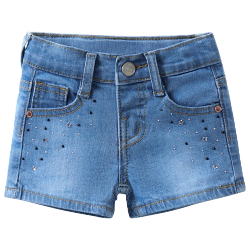 BULLPIANO Girls' Slim Fit Denim Shorts with Zipper & Button Closure ...