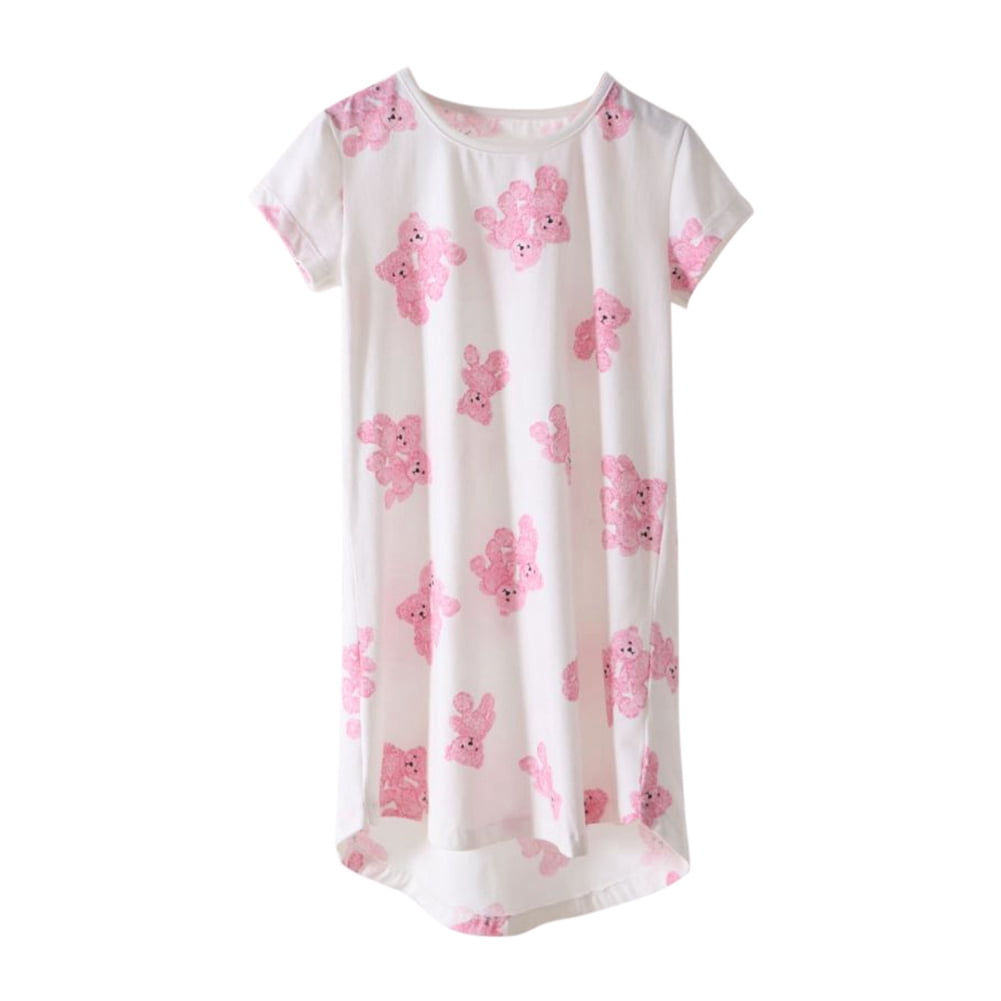 BULLPIANO Girls Summer Princess Nightgown Dress Kid Modal Short Sleeve ...